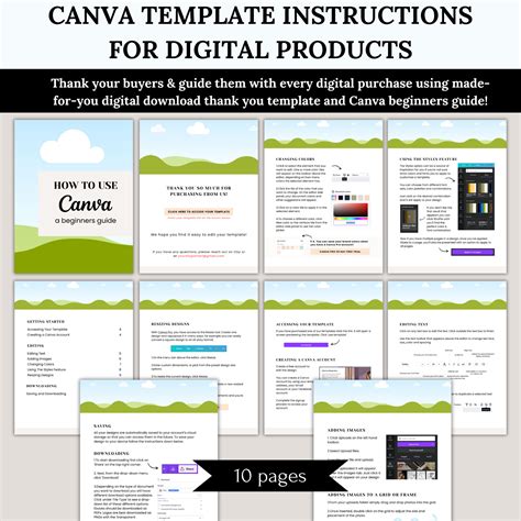 Digital Download Instruction Templatecanva Template Editing