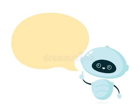 Cute Smiling Robot Bot With Speech Bubble Stock Vector Illustration