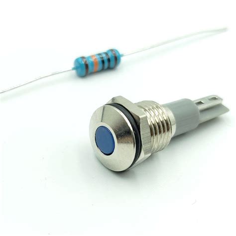 10mm 12 24v Blue LED Light Flat Head Metal Indicator RoboticsDNA