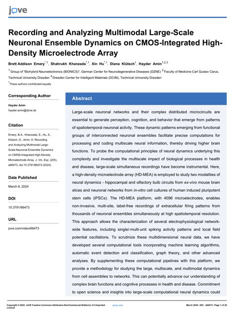 Pdf Recording And Analyzing Multimodal Large Scale Neuronal Ensemble Dynamics On Cmos