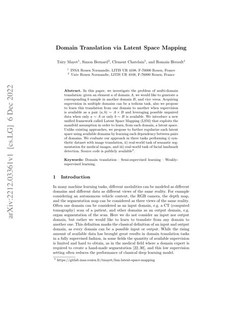 Pdf Domain Translation Via Latent Space Mapping