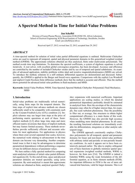 Pdf A Spectral Method In Time For Initial Value Problems