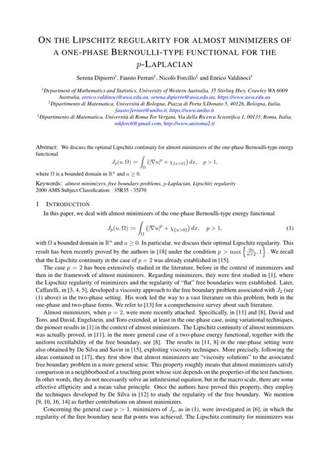 Pdf On The Lipschitz Regularity For Almost Minimizers Of A One Phase