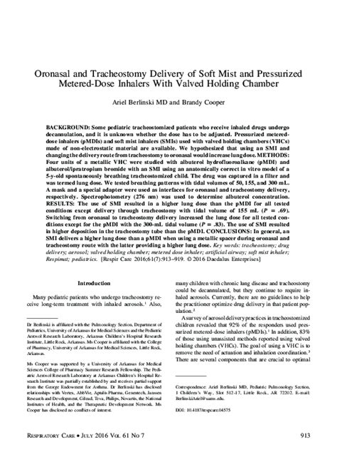 Pdf Oronasal And Tracheostomy Delivery Of Soft Mist And Pressurized