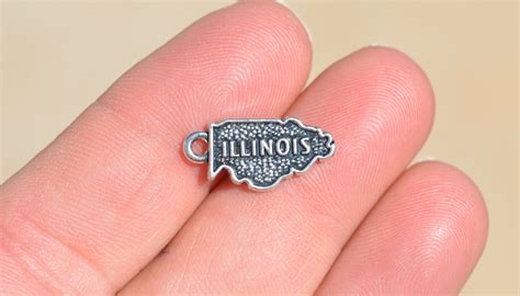 State Of Illinois Silver Tone Charm SC Etsy