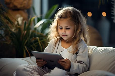 Premium Ai Image A Girl Researching With A Tablet Scrolling Intently