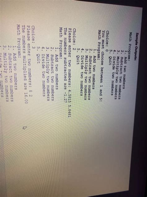 Solved Inputs Integer Menu Option O Validation Must Be
