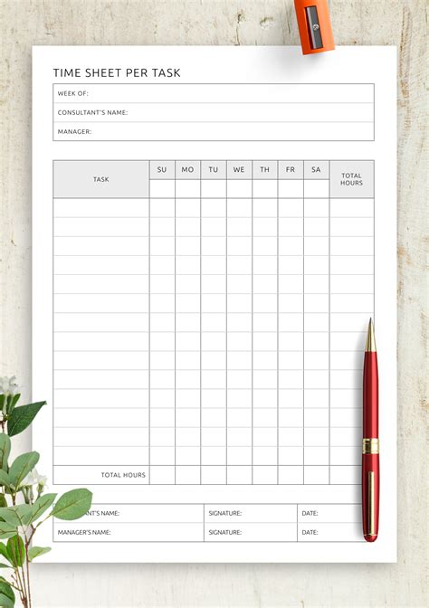 Download Printable Time Sheet Per Task Pdf