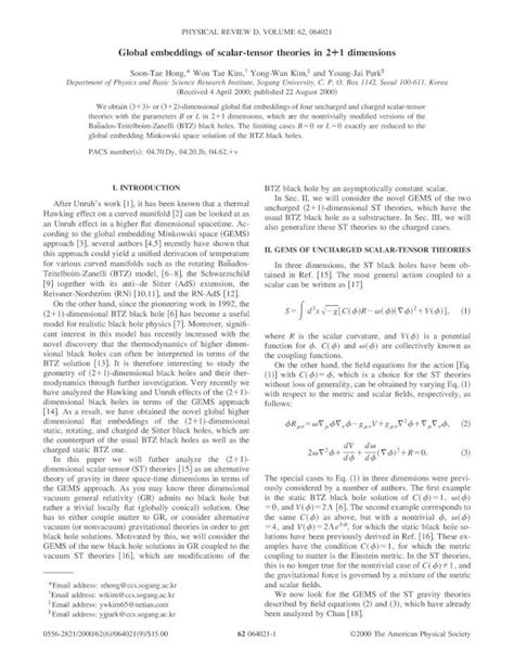 Pdf Global Embeddings Of Scalar Tensor Theories In 21 Dimensions
