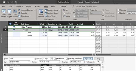 Creating Fixed Duration Task Using Task Form In Ms Project 2019 Nenad Trajkovski