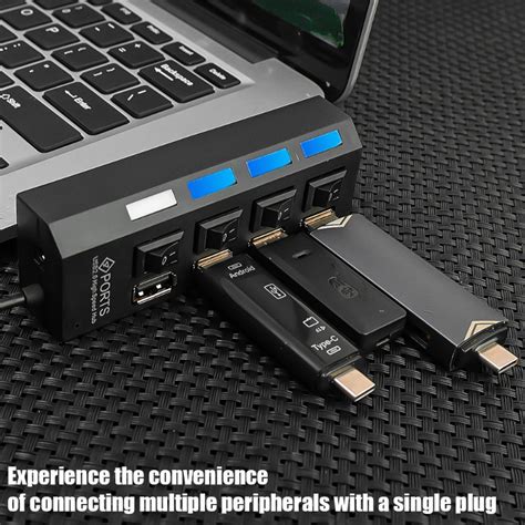 4 Ports High Speed Usb 2 0 Hub Multi Usb Adapter Splitter Multi Device Extender With Led