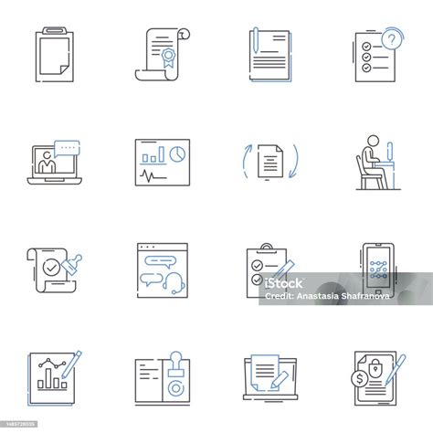 쓰기 스타일 선 아이콘 모음입니다 웅변 선명도 간결성 정밀도 T 딕션 음성 벡터 및 선형 그림 창의성 단순성 복잡성 개요 표지판 세트 Onomatopoeia에 대한 스톡