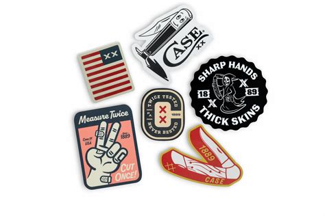 Set Of Six Case Logo Stickers Red Hill Cutlery