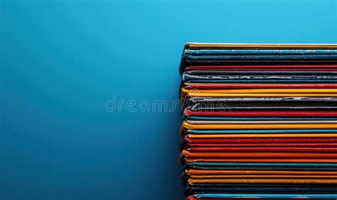 A Vibrant Stack Of Colorful Vinyl Records Creates A Nostalgic And