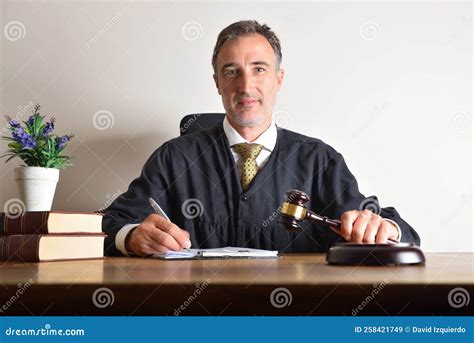Judge Signing Documents In His Office Stock Image Image Of Document Concept