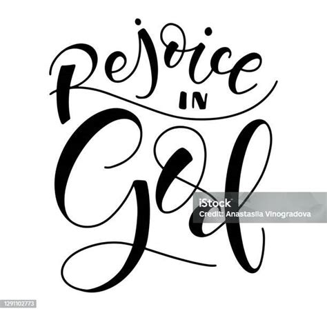 하나님에 기뻐 흰색 배경에 고립 된 검은 글자 벡터 일러스트 격언에 대한 스톡 벡터 아트 및 기타 이미지 격언 기도하기 기독교 Istock