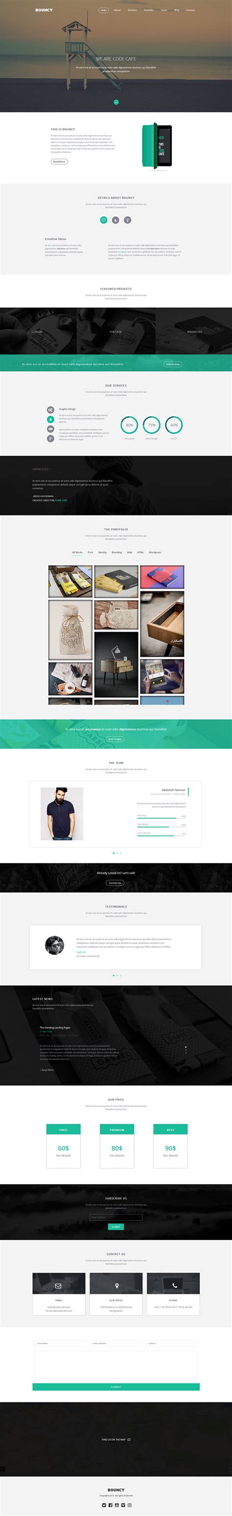 Bouncy Responsive Bootstrap Htmlcss Template Behance