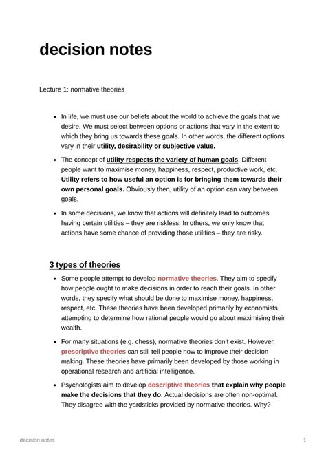 Decision Notes Psyc0009 Memory And Decision Ucl Thinkswap