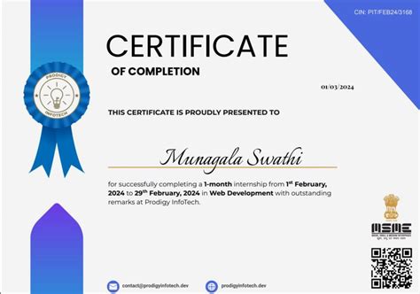 Munagala Swathi On Linkedin Prodigyinfotech Internship