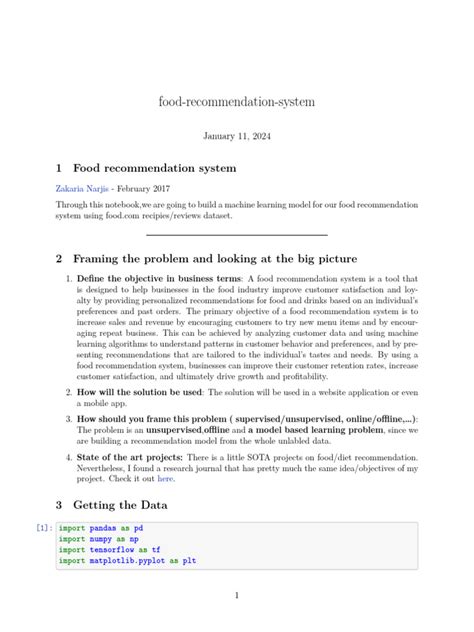 Food Recommendation System Pdf Machine Learning Foods