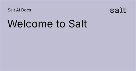 welcome to salt salt ai docs