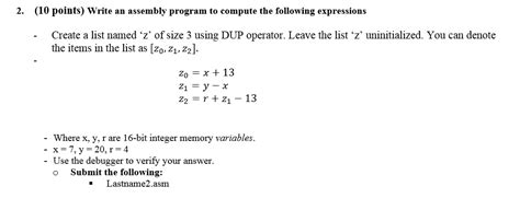 2 10 points write an assembly program to compute