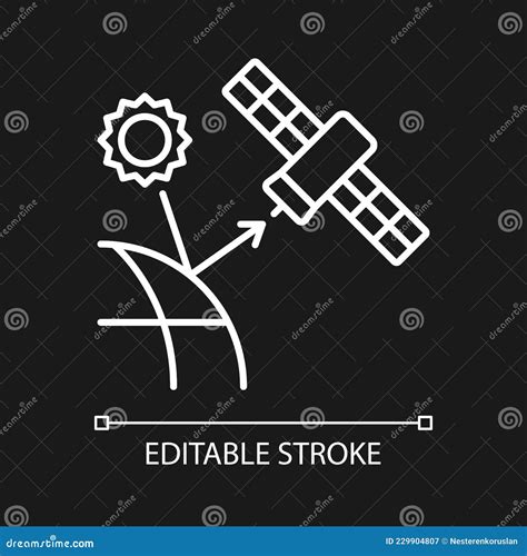 Remote Sensing Satellite White Linear Icon For Dark Theme Stock Vector