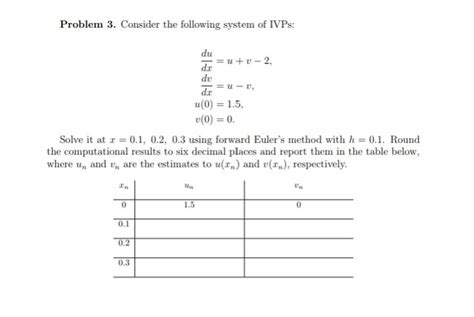 solved problem 3 consider the following system of ivps du