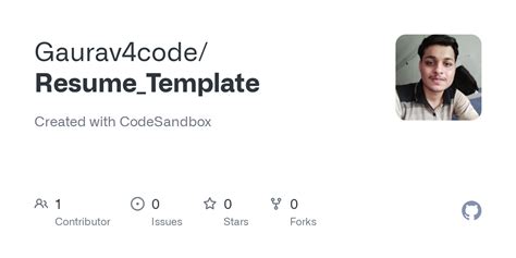 Github Gaurav Code Resume Template Created With Codesandbox