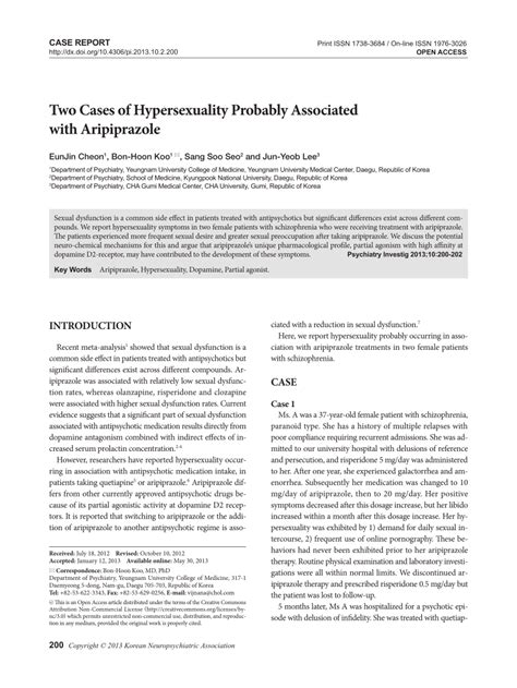 PDF Two Cases Of Hypersexuality Probably Associated With Aripiprazole
