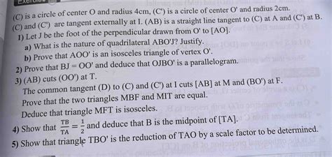 solved exerci c is a circle of center o and radius 4cm c is a