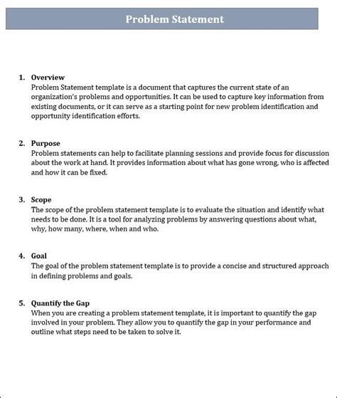 Problem Statement Template Problem Statement Statement Template Problem