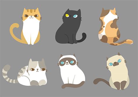 不同姿势的卡通猫 素材CNN