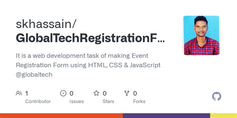 Github Skhassainglobaltechregistrationform It Is A Web Development Task Of Making Event