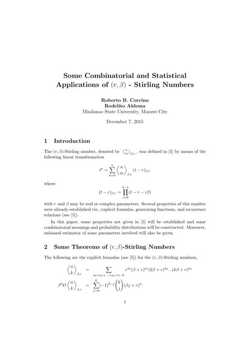 Pdf Some Combinatorial And Statistical Applications Of Rβ Stirling