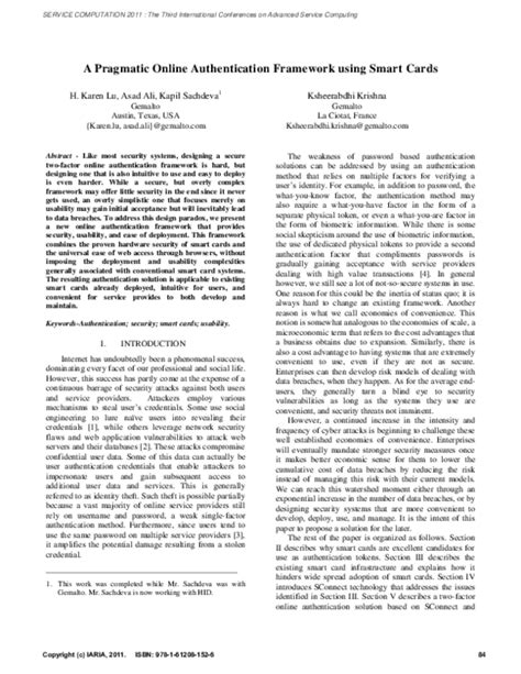 Pdf A Pragmatic Online Authentication Framework Using Smart Cards