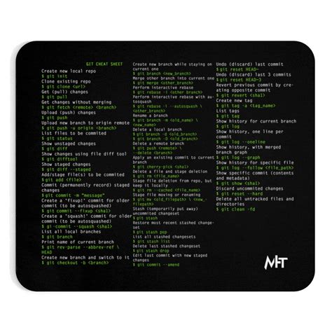 Git Cheat Sheet Mousepad Myhackertech