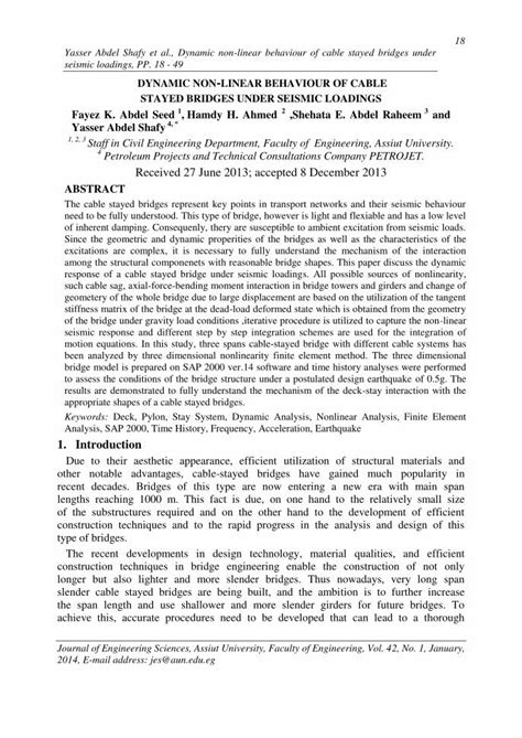 Pdf Dynamic Non Stayed Bridges Under Seismic … · This Paper D Iscuss The Dynamic Response Of A
