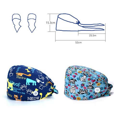 유니섹스 버튼 수술실 모자 의사 간호사 모자 방진 모자 의료 장비 코튼 작업 모자 유니폼 액세서리 작업복 및 유니폼