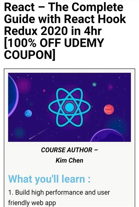 React The Complete Guide With React Hook Redux 2020 In 4hr 100 Off