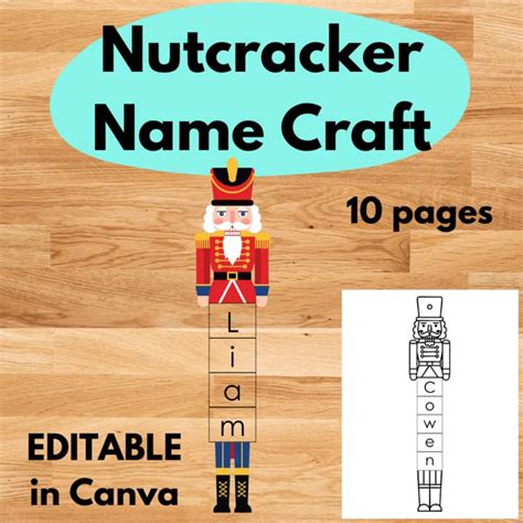 Nutcracker Name Craft Christmas Winter Editable Activity Cut And Paste