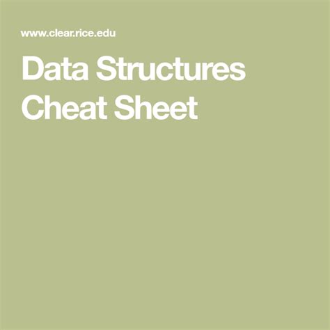 Data Structures Cheat Sheet Data Structures Cheat Sheets Cheating Computer
