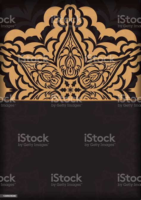 고급 패턴이 있는 블랙 컬러의 프린트 디자인 엽서를 위한 템플릿 텍스트와 빈티지 장식을위한 장소와 초대 카드의 벡터 준비 0명에