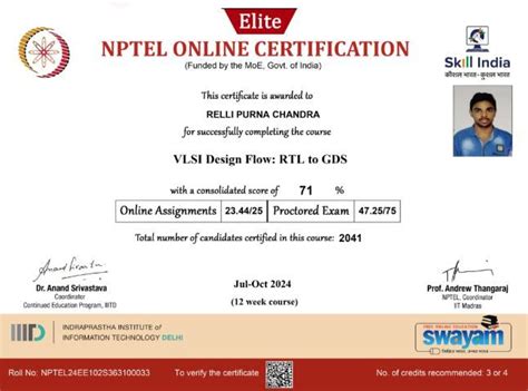Vlsi Nptel Elitecertification Continuouslearning Highereducation Inspiration Srkrec Ece