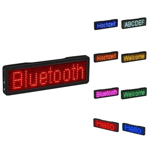 Bluetooth LED Name Badge Rechargeable Light Sign DIY Programmable Scrolling Message Board