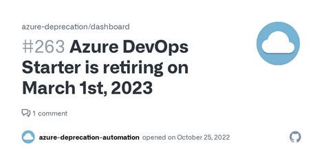 azure devops starter is retiring on march 1st 2023 · issue 263
