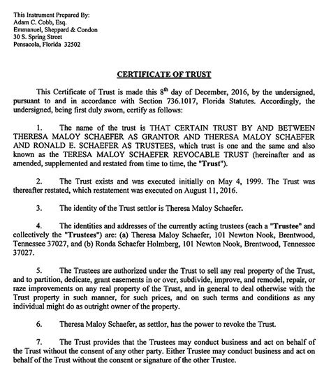 Certificate Of Trust Template