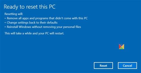 Reset This PC Restore Windows To Factory Settings Without Losing Files