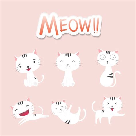 Premium Vector | Set of lovely cat.
