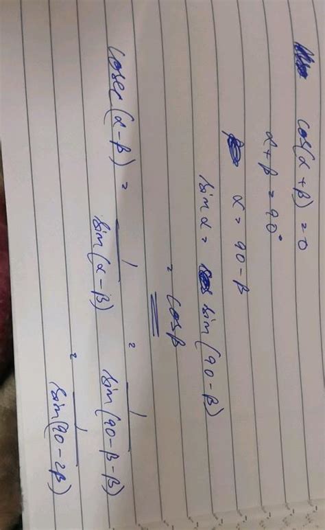 If Cos Alpha Beta 0 Then Csc Alpha Beta N